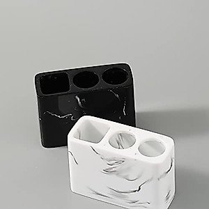 Toothbrush Holder Marble Look Electric Toothbrush Toothpaste Bathroom Organizer Stand Trays Caddy Countertop for Bathroom Vanity Storage and Organizing(Black)