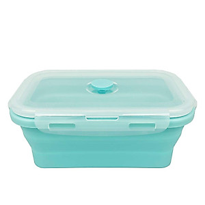 CCyanzi Set of 4 Collapsible Containers Food Storage Collapsible Bowls for Camping Collapsible Silicone Food Containers with Airtight Lids, Microwave, Freezer Safe, For Camping