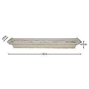 DQ DQ HOME DECOR Cheyenne Wall-Mount Display Shelf, Wall Shelves Organizer for Bedrooms, Hallways, Stairways, Entryways, Kitchens, and Bathrooms, Distressed White 36IN