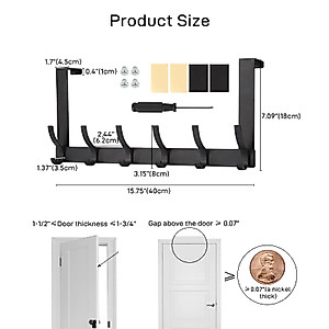 Optish Over The Door Hooks, Door Hanger Hooks, Over The Door Towel Racks for Bathroom with 12 Coat Hooks for Hanging Clothes Coats Towels, Fits 1-3/4" Thick Door