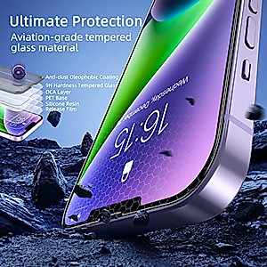 ruwa Screen Protector for iPhone 13/13 Pro/14 [3-Pack] [6.1 Inch] Display Tempered Glass Film with Easy Installation Frame, Ultra HD, 9H Hardness, Scratch Resistant, Case Friendly, Full Coverage