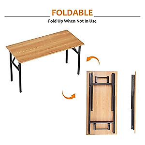 Need Home Office Desk 47 inches Folding Computer Table Workstation No Install, Teak and Black