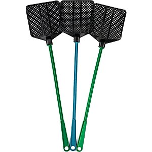 OFXDD Rubber Fly Swatter, Long Fly Swatter Pack, Fly Swatter Heavy Duty, Green and Blue Colors (3 Pack)