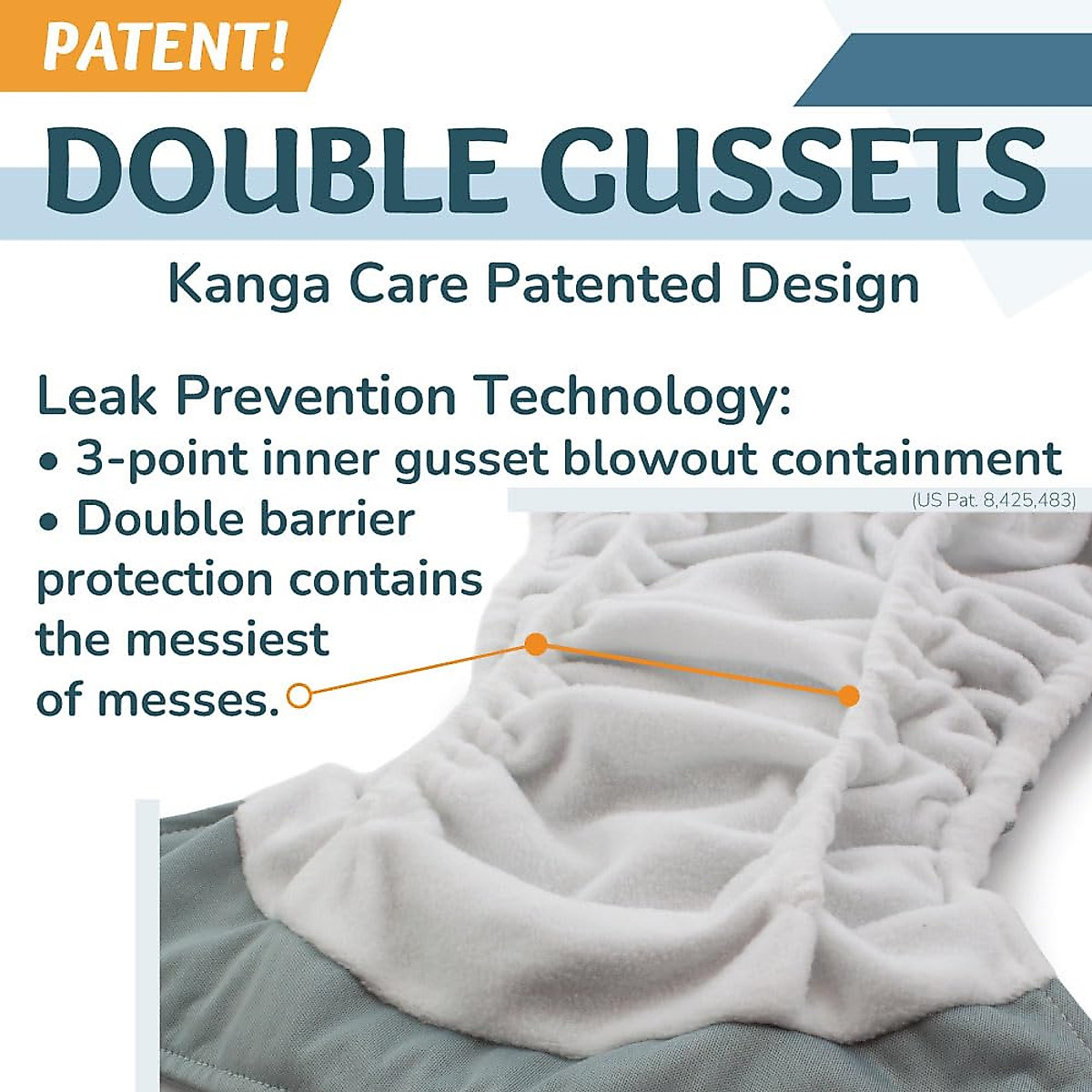 Kanga Care Rumparooz G3 Cloth Diaper Reusable One Size Pocket Diaper Patented Inner Double Gusset 2 pcs Microfiber Insert Soaker (6-55+ lbs) - Dandelion