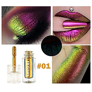 Domality Chameleon Eyeshadow Liquid Set, 3pcs Intense Color Shifting Multichrome Eyeshadow, Highly Pigment Metallic Long Lasting Quick-Drying No Creasing Eye Makeup