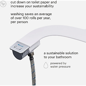 Brondell SS-250 SimpleSpa Thinline Essential Bidet Attachment for Toilet Seats with Adjustable Water Pressure, Side Arm Control, Thin Profile, Silver Knob (Dual Nozzle)