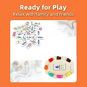 Mexican Train Dominoes Set Numbers Double 12, Travel Mexican Train Game with 91 Colored Tiles and Protable Case, Number Domino Set for Kids, Adults Family Board Team Games