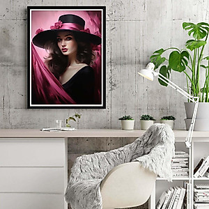 Reofrey DIY Diamond Art Kits for Adults Beauty, Woman Full Drill Round Rhinestone Diamond Painting Kits, Cross Stitch Embroidery Canvas for Crafts Home Wall Decor 30x40cm