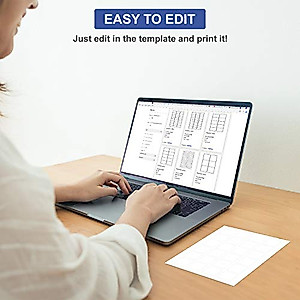 TYH Supplies White Matte Square Printer Labels 1.5 x 1.5 Inch, 2400 Labels, Laser & Inkjet, Strong Adhesive, Compatible with Avery 22805 Template