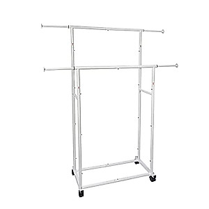 Fishat Simple Double Rod Garment Rack & SAH Solid Wood Dining Chair Set of 2