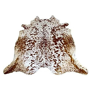 DECIMAL Cowhides 100% Genuine Cowhide Rug-Modern Style Skin Print Floor Carpet for Living Room,Bedroom,Kitchen-Washable Decor Mat,Home Decorations (Brown & White, 5X4 FT)