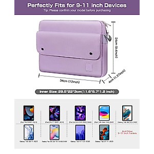 Dadanism 9-11" Tablet Sleeve Shoulder Bag for iPad Air 5/4 10.9, iPad Pro 11 M4 M2, iPad Air 11" 2024, iPad 10.2 9/8/7th, iPad 10th Gen 10.9, Galaxy Tab A9+/S9 FE/A8, Tablet Carrying Bag, Taro Purple