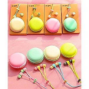 Amberetech Cute 3.5mm in Ear Earphones Earbuds Headset with Macaron Earphone Organizer Box Case for iPhone,for Samsung,for Mp3 iPod Pc Music (Pink)