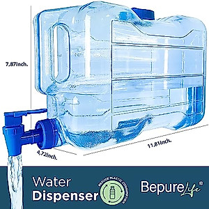 Water drink dispenser for fridge. 1.5 Gal. Pitcher Refrigerator. Reusable PETG plastic bottle with faucet, spigot. Pur water jug. Tank for drinks, cocktails, juice. Zero BPA.beach, camping. (1.5Gal)