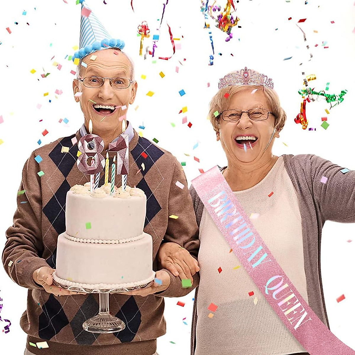 Pink Tiara Sash Gifts for Women's Birthday - Rhinestone Crystal Headband Princess Queen Crown Accessories