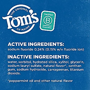 Tom's of Maine Natural Simply White Fluoride Toothpaste, Sweet Mint, 4.7 oz. 3-Pack (Packaging May Vary)