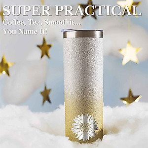 Onebttl Sunflower Gifts for Sunflower Lovers, 20oz Insulated Stainless Steel Tumblers with Lids and Straws, Best Sunflower Gifts for Best Friend, Christmas, Birthday