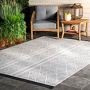 nuLOOM Indoor/Outdoor Striped Miriam Area Rug, 12' x 15', Grey