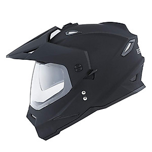 1Storm Dual Sport Motorcycle Motocross Off Road Full Face Helmet Dual Visor Matt Black, Size L