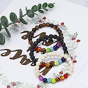 Hazms 18 Pcs Chakra Bracelets for Women Men-Crystal Bracelets Beaded Bracelets Lava Rock 7 Chakra Crystals and Healing Stones Bracelets 8mm Relief Yoga Menditation Beads Bracelets for Womens