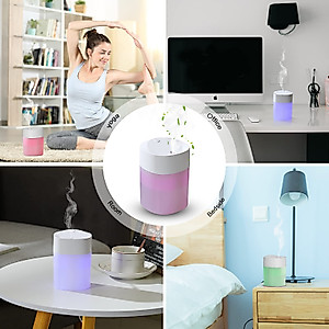 Zqlotxiao Portable Diffuser Humidifier - USB Cute Humidifier, Mini Air Humidifiers, Cool Mist Diffuser for Desk Baby Bedroom, Whisper Quiet & 2 Spray Modes, 400ml Water Tank