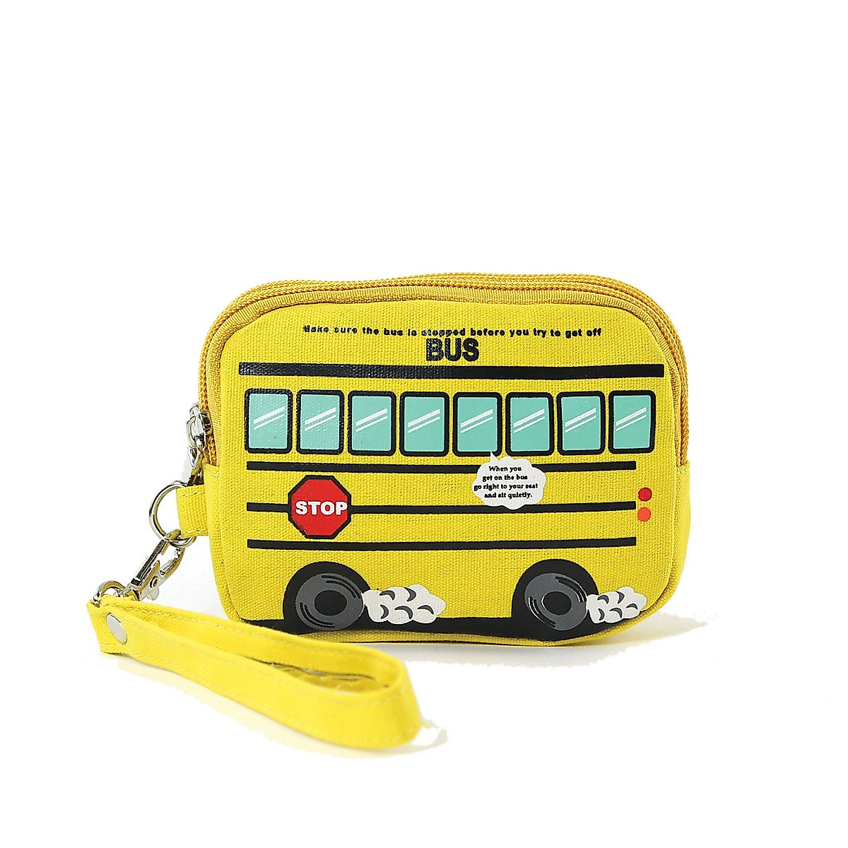 Yellow School Bus Canvas Wristlet One Size