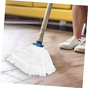 Luxshiny Mop Replacement Head Household Mop Pad Mop Head Wet Mop Head Refill Reusable Mop Pad Commercial Mop Head Floor Cleaning Mop Head Dust Wet Mop Head Cotton Thread White