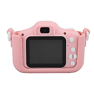 Children Mini Camera, 12MP ABS Silicone Mini Cartoon Kitty Digital Camera Toy with Double Camera for Kids ()