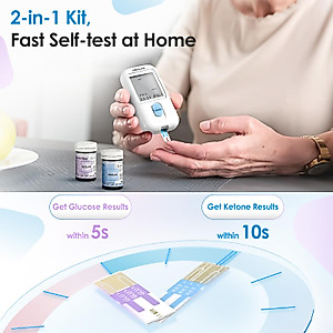 Medilax Blood Ketone and Sugar Strips, Only for Medilax Keto Test and Glucose Meter, 60 Count Diabetic Strips, 60 Count Blood Ketone Strips, 120 Blood Lancets