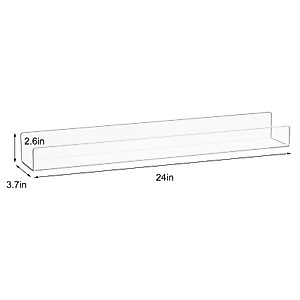 NIUBEE Acrylic Invisible Floating Bookshelf 24 inch,Kids Clear Wall Bookshelves Display Book Shelf,50% Thicker with Screwdriver