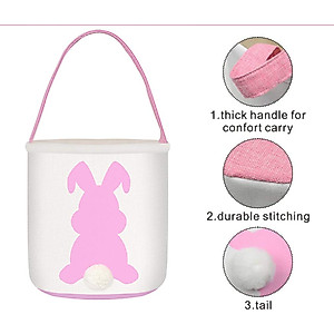 Viyorshop Easter Bunny Basket Bags Easter Rabbit Basket for Children Canvas Cotton Carrying Gift and Eggs Hunt Bag for Easter Eggs, Toys, Candy