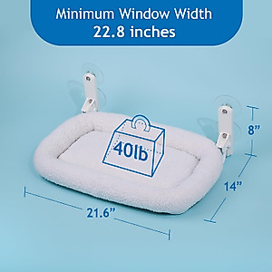 Zakkart Foldable Cat Hammock for Window - Cordless, Embeded Machine Washable Padded Bed, Robust Metal Frame - Cat Window Perch for Large Cats and Kittens (White Bolster Bed, Medium)