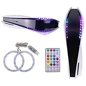 BURSTNINJA RGB LED Light for ps5 Console, 16 Colors 3 Time Modes LED Ring Lights Kits, Color Changing Decoration DIY Accessories for ps5 Digital & Disc Edition Console