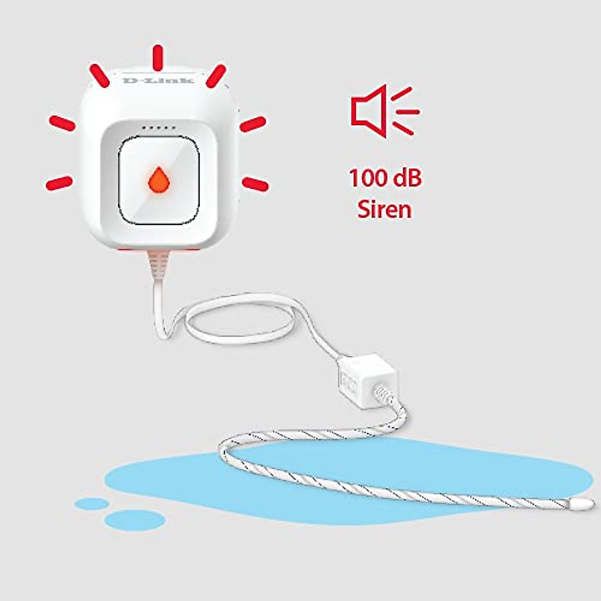 D-Link Wi-Fi Water Leak Sensor and Alarm Starter Kit, Whole Home System with App Notification, AC Powered, No Hub Required (DCH-S1621KT)