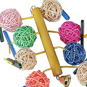 Messar 2 Pack Bird Chew Toys with Bells for Parrots Lovebirds Hanging Cage Toy