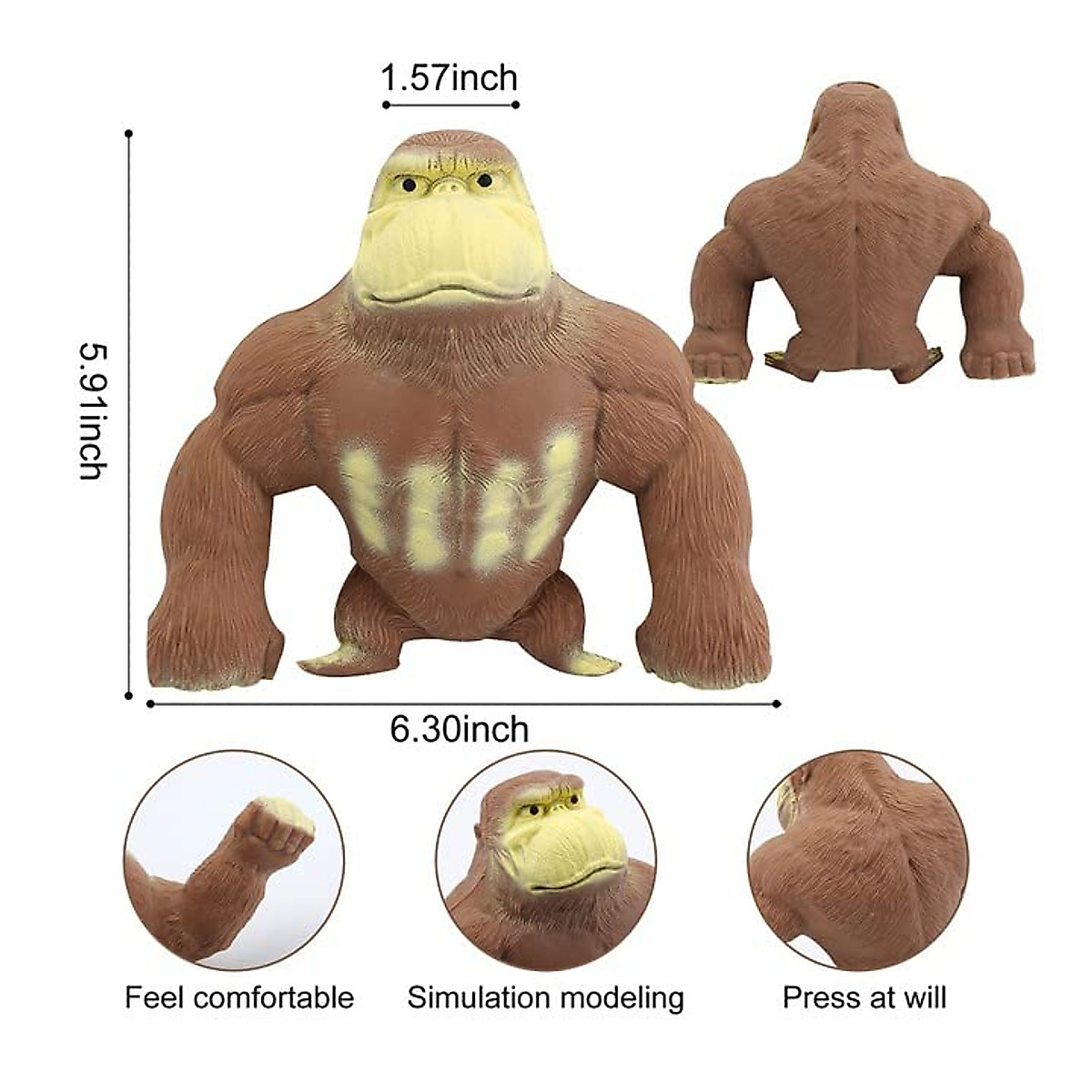 apaef Monkey Stretch Gorilla Figure Gorilla Latex Gorilla Soft Stretchy Gorilla Toy Stretchy Gorilla Action Figure for Kids Child Boys Girls