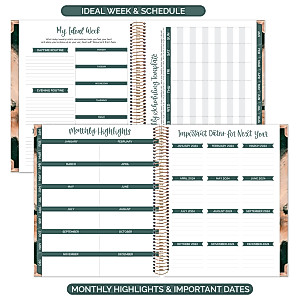 bloom daily planners 2023 Hardcover Calendar Year Goal & Vision Planner (January 2023 - December 2023) - Monthly/Weekly Column View Agenda Organizer - 7.5" x 9" - Wanderlust