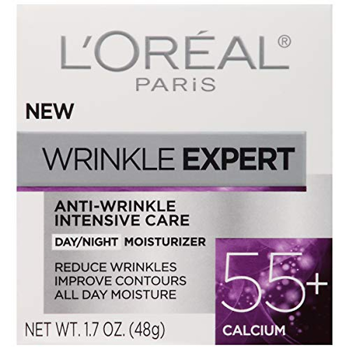 L'Oreal Paris Skincare Wrinkle Expert 55+ Anti-Aging Face Moisturizer with Calcium Non-Greasy Suitable for Sensitive Skin 1.7 fl; oz.