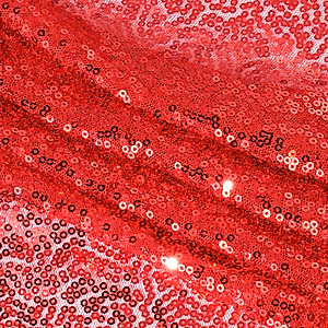 SUMERSHA Sequin Fabric by The Yard - 3 Feet 1 Yard of Red Sparkly Embroidery Sequins Fabric for DIY Sewing, Backdrop, Tablecloth, and Clothing Sewing Projects