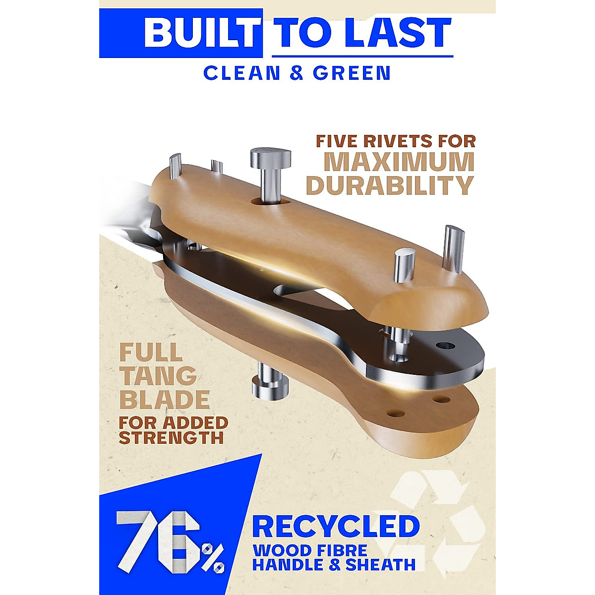 Dalstrong 3pc Knife Set - Gaia Series - Chef Knife, Santoku Knife, Paring Knife - High-Density Wood Fiber Handle - Gift Sustainable and Eco-friendly Kitchen - w/Sheaths