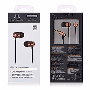 SoundMAGIC E50 Wired Earbuds No Microphone in Ear Monitor HiFi Earphones Noise Isolating Headphones Comfortable Fit Black Gold