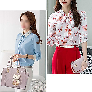 FiveloveTwo Women Ladies 4Pcs Handbag Set Tote Satchel Shoulder Bag PU Top Handle Bag Purse Clutch Card Holder