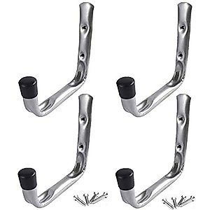 4 PCS Garage Storage Utility Hook Heavy Duty Wall Mounted Storage Hanger Perfect Garage Organizer for Ladders Folding Chairs Surf Boards Fishing Poles Garden Tools Swimming Tools