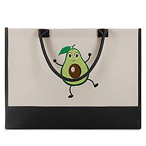 MOLYCHO Personality Avocardio Embroidery Shopping Groceries Cotton Bag Gift For Teacher Library Reusable Multipurpose