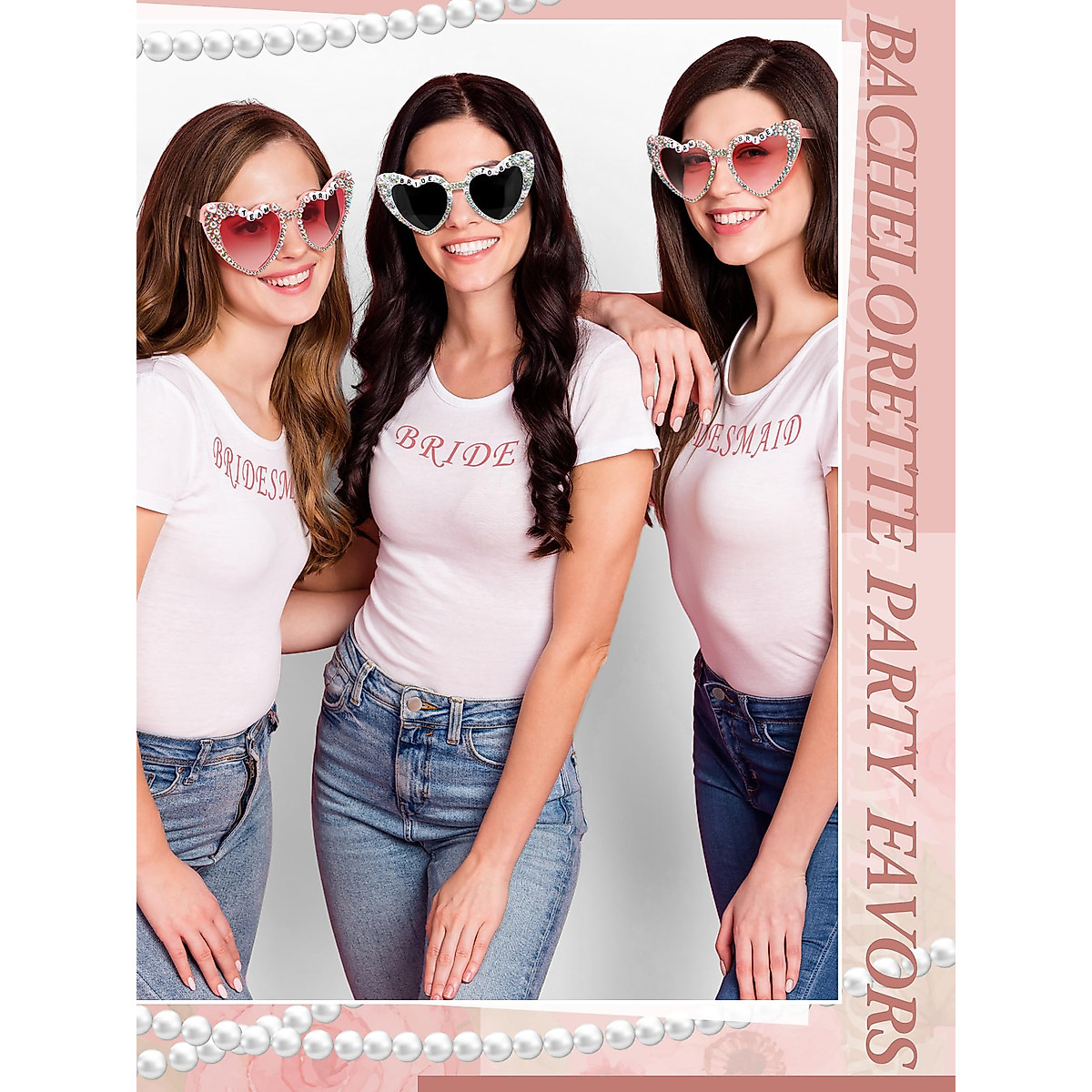 Mootycapa 12 Pcs Bachelorette Party Sunglasses for Bridesmaids Bride Sunglasses for Wedding Party Favors(Team Bride)