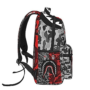 AIRPO Fashion Shark Teeth Camo Backpacks Camouflage 3D Print Big Capacity Computer Daypack Lightweight Multiple Backpack Travel Shoulders Bag For Women Men