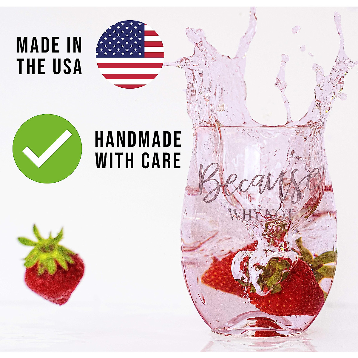 Personalized Etched Monogram 17oz Stemless Wine Glass, Gifts for Women, Customized Engraved Christmas Gifts, Unique Mother's Day Gift, Customizable Bridesmaid Birthday Wine Tumbler, Because YTH