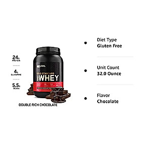 Optimum Nutrition Gold Standard 100% Whey Protein Powder, Double Rich Chocolate 2 Pound (Packaging May Vary)