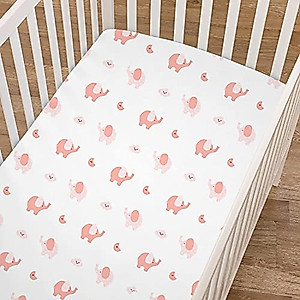 Little Grape Land Crib Sheets Girl 4 Pack, Baby Crib Sheets for Standard Crib & Toddler Mattress, Super Soft Breathable Crib Sheet Set for Girls, Pink Flowers/Elephant/Purple Unicorn/Solid Pink