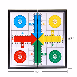 Amerous 10" Ludo Go Board Folding Travel Magnetic Ludo Set